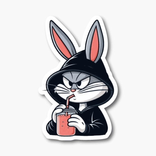 Bugs Bunny enojado tomando bubble tea - Todo Stickers